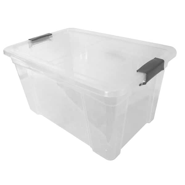 Modern Homes 9.5 Gal. Storage Box in Clear Bin with Grey Handles with ...