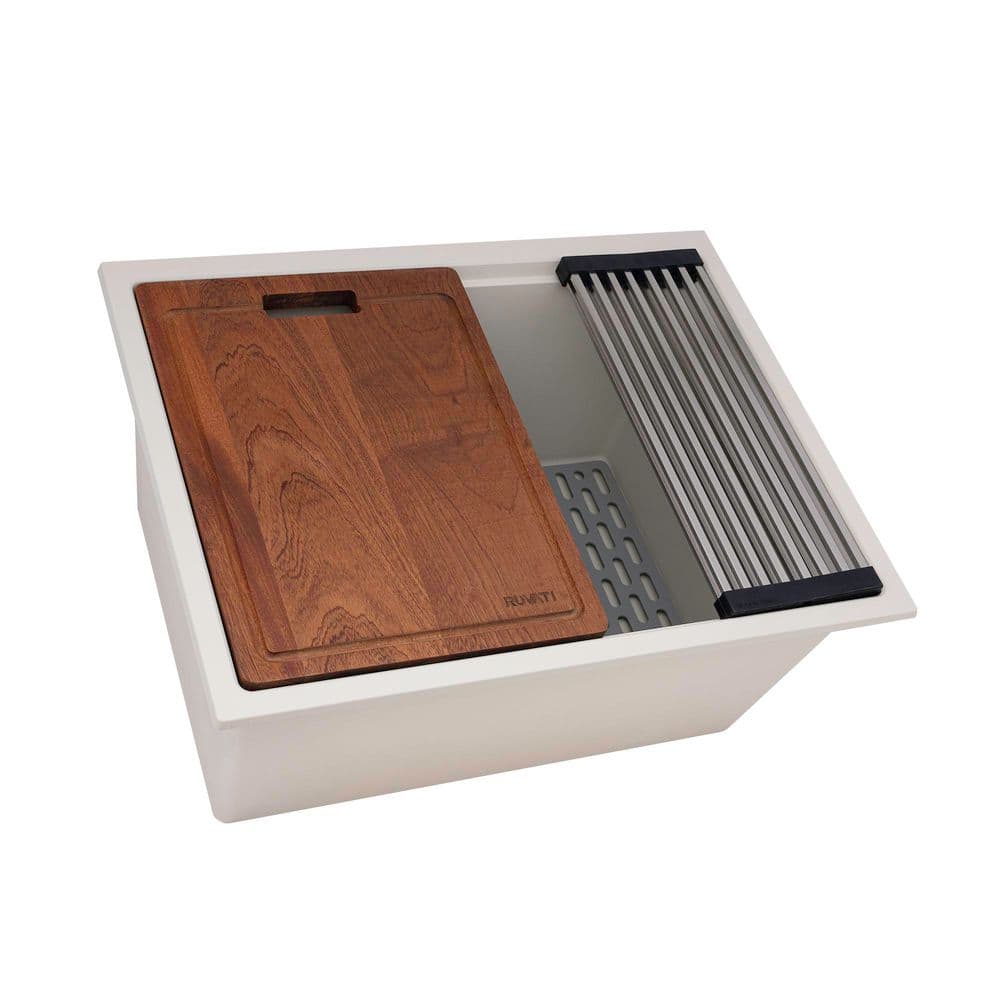 Ruvati EpiRock 25 in. Undermount Workstation Laundry Sink in Warm White ...