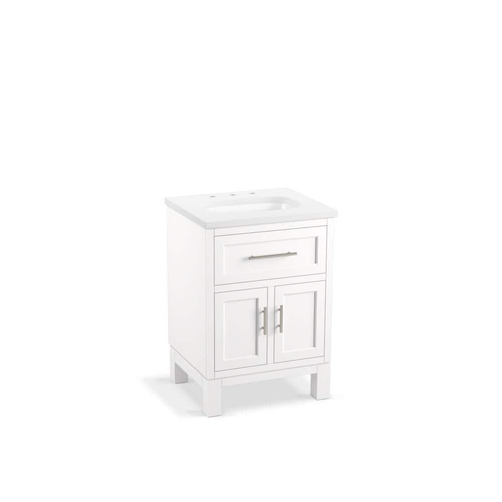 KOHLER Quo 25in. Single Sink Freestanding White Bath Vanity with White ...