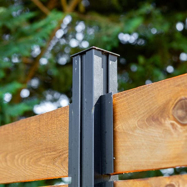 PEAK Modular Fencing 94 in. H Matte Black Aluminum In-Ground Post for A ...