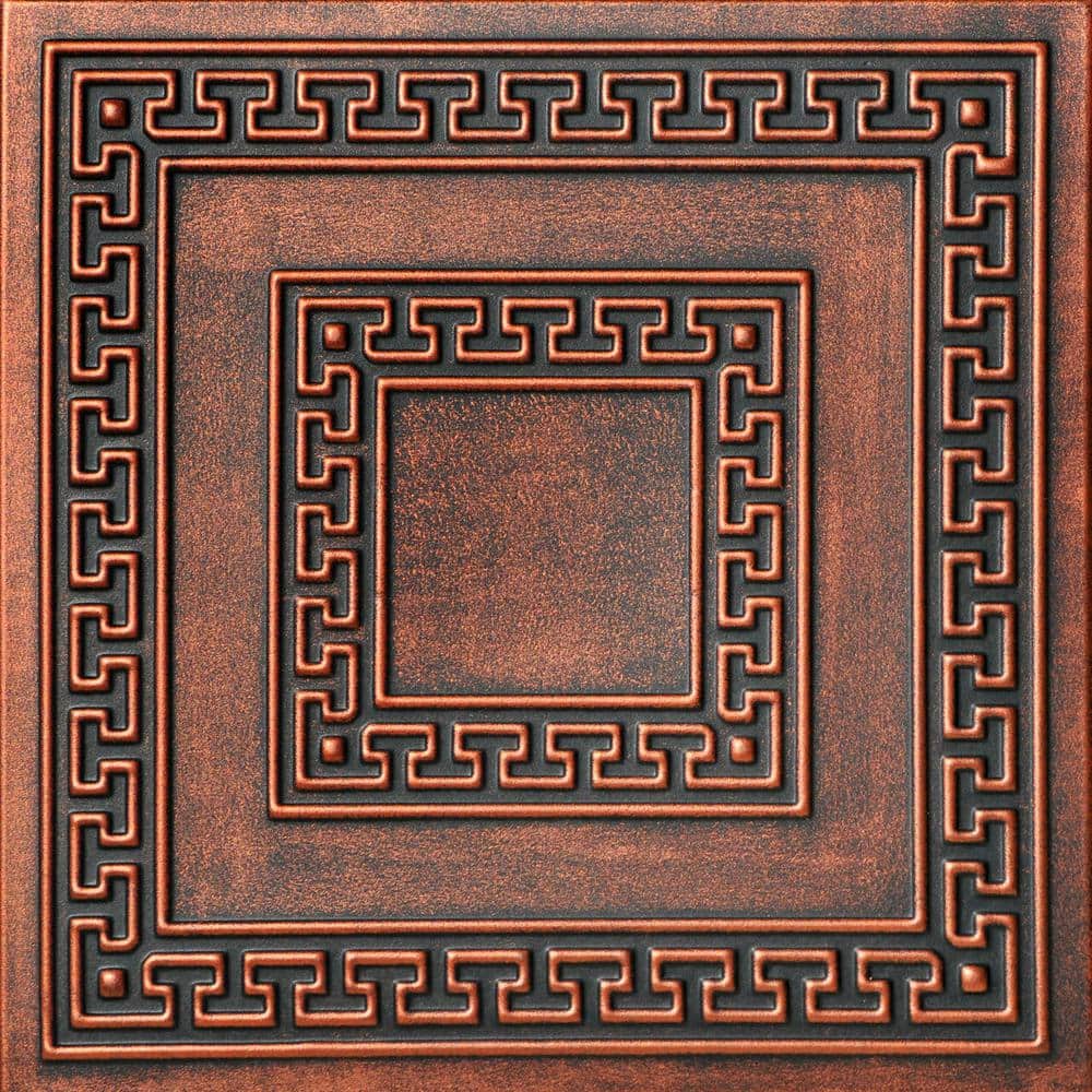 A La Maison Ceilings Greek Key Black Copper 1.6 ft. x 1.6 ft ...