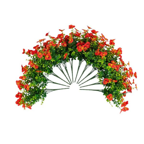 Nearly Natural 13in. Red UV Resistant Artificial Pansy Bush (Indoor ...