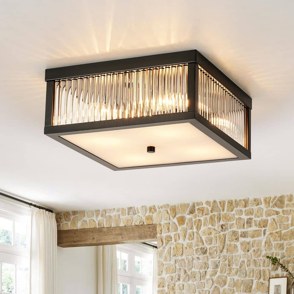 Rennnsan Madalyn 12.20 in. 4-Light Square Flush Mount Ceiling Light ...