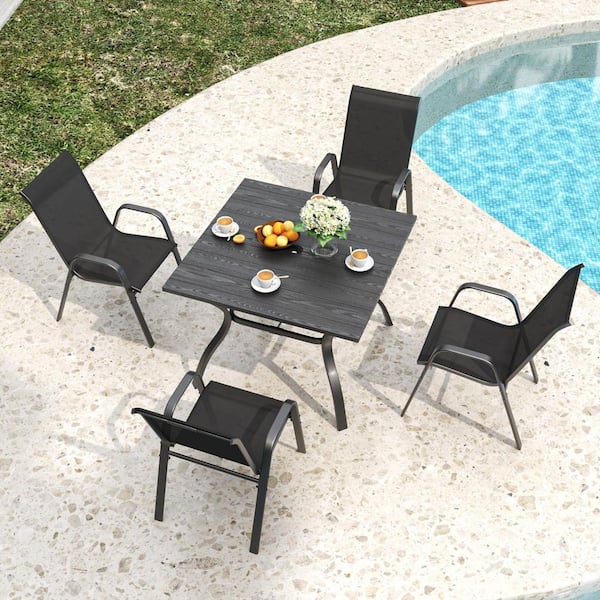 4-Piece Stackable Ergonomic Teslin Outdoor Dining Chair, Weather ...