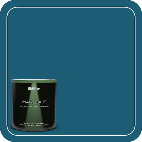 BEHR MARQUEE 1 qt. #540D-7 Deep Blue Sea Semi-Gloss Enamel Exterior ...