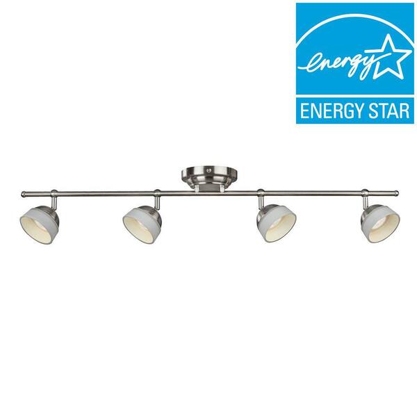 Hampton Bay Madison 4-Light Satin Nickel Dimmable Fixed Track Lighting ...