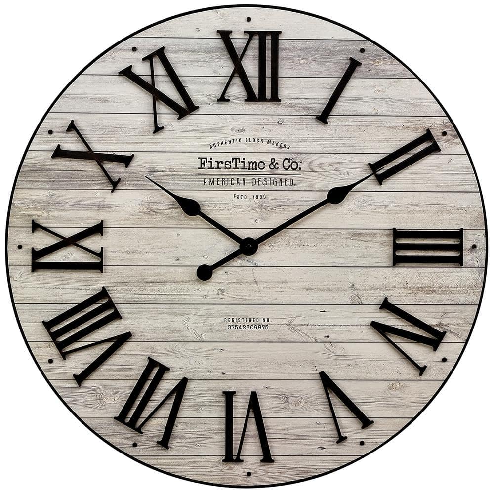 FirsTime & Co. 27 in. Brown Emmett Farmhouse Shiplap Clock 31204 - The ...