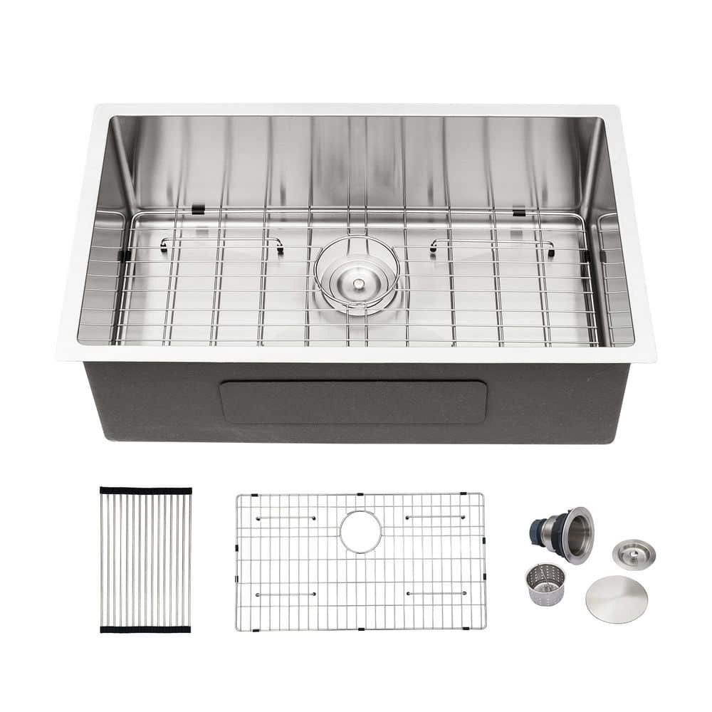 Dcolora 30" Undermount Single Bowl 16-Gauge Stainless Steel Kitchen ...