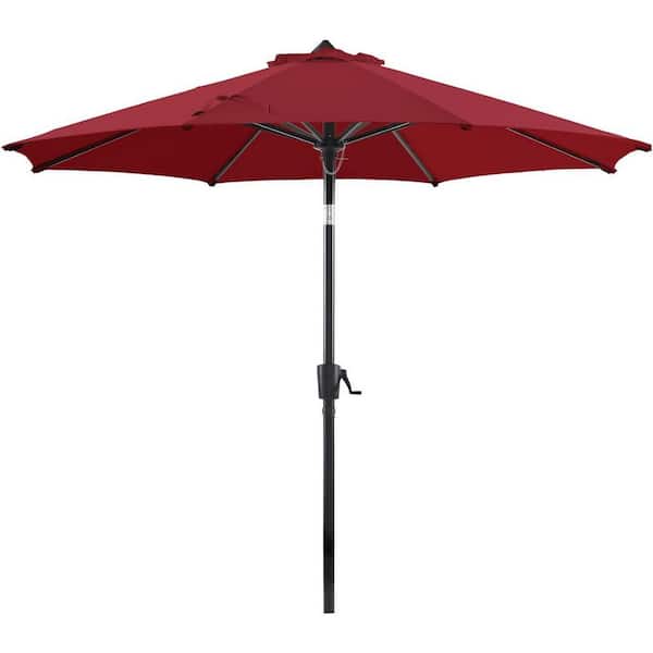 FAWEY TRED INC 9 FT Push Button Tilt Patio Market Umbrella Apple Red ...