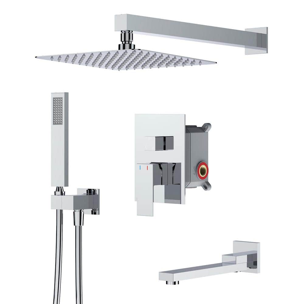 GIVING TREE 3-Spray Patterns with 2.0 GPM 12 in. Square Rainfall Shower ...