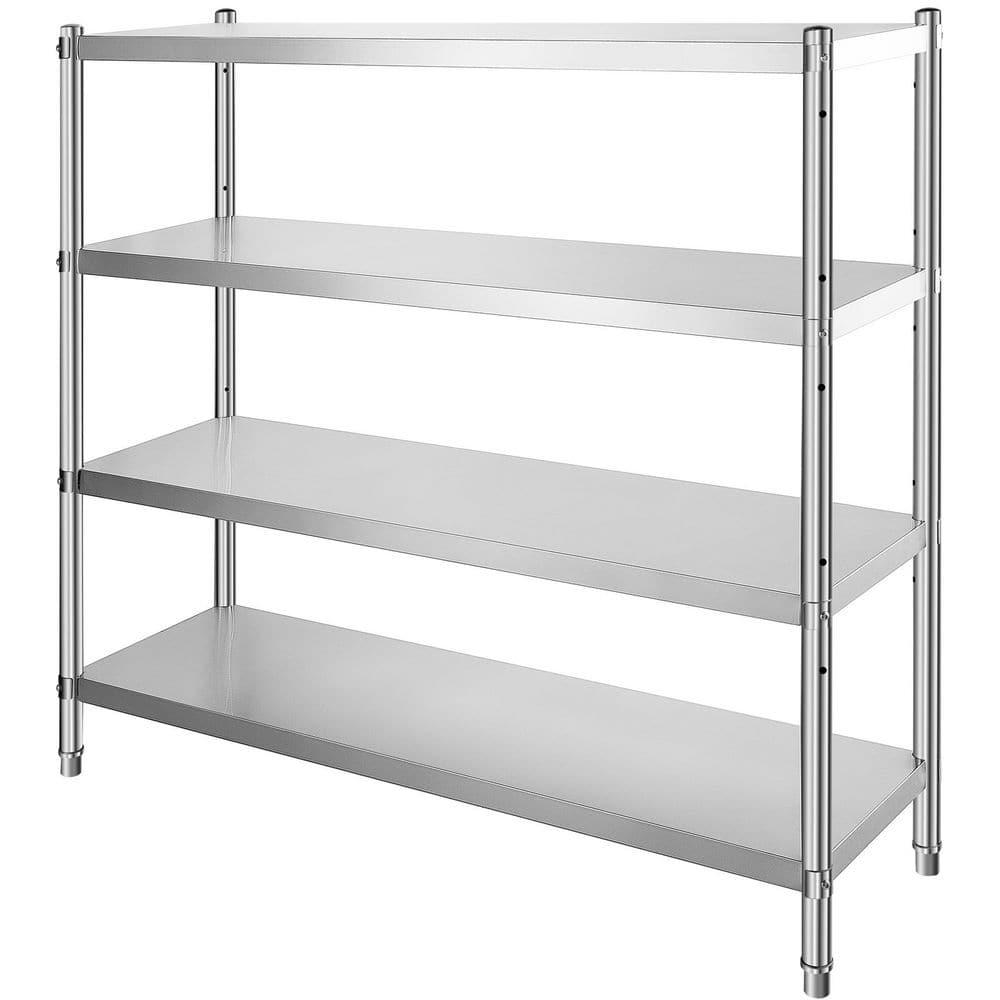 SVOPES 4-Tier Stainless Steel Storage Shelf, Sliver Stainless Steel, 17 ...