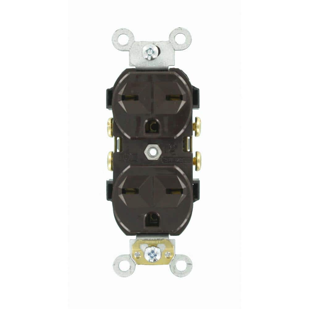 Leviton 15 Amp 250 V NEMA 6-15R Duplex Outlet/Receptacle, Brown (1-Pack ...