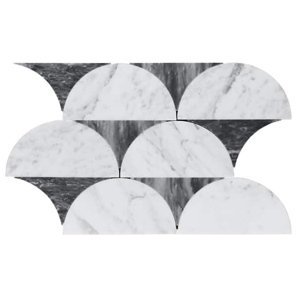 Ivy Hill Tile Halfmoon Gris 3.98 in. x 0.39 in. Polished Marble Floor ...