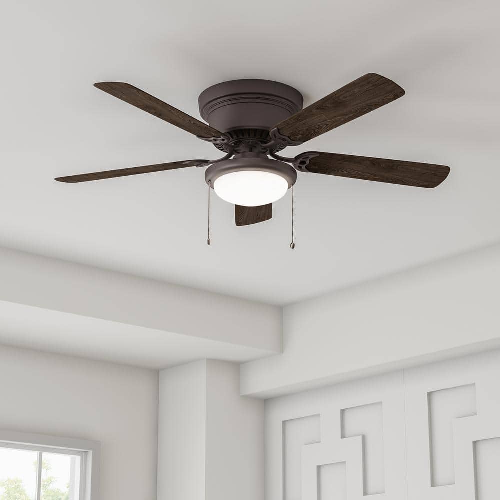Hampton Bay Hugger 52 in. LED Indoor Brown Espresso Bronze Ceiling Fan ...