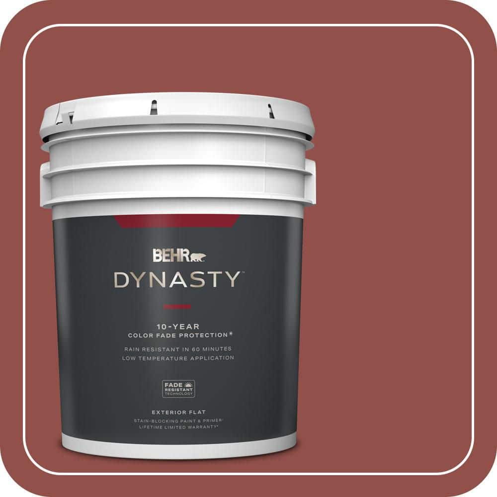 BEHR DYNASTY 5 gal. #ICC-72 Cinnabar Flat Exterior Stain-Blocking Paint ...