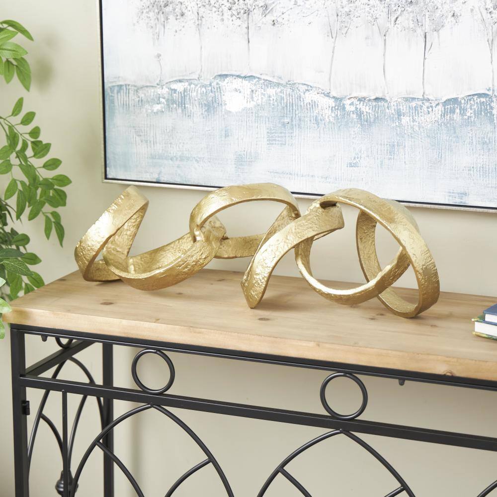 Litton Lane Gold Aluminum Metal Abstract Textured Link Chain Sculpture ...