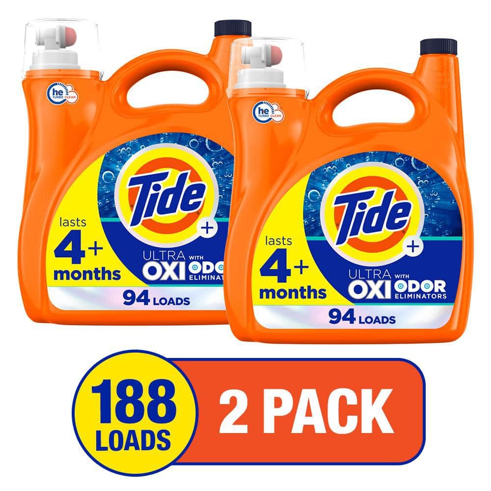 Tide Ultra Oxi Odor Eliminators Unscented Liquid Laundry Detergent, 94 ...