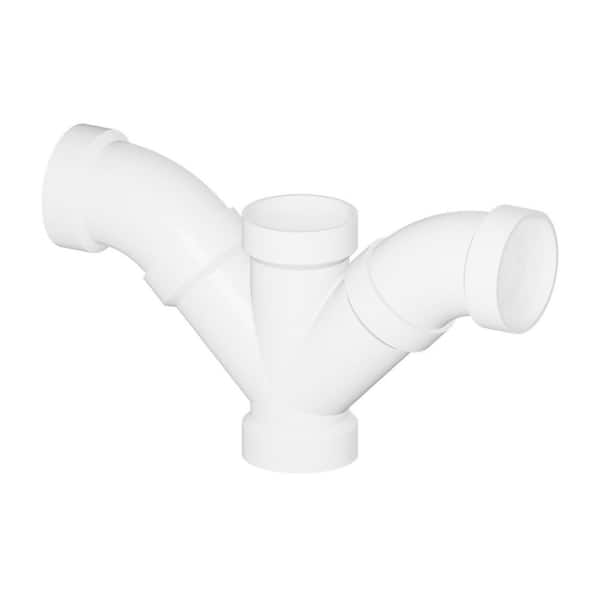 PLUMBFLEX 2 in. PVC DWV Double Combination Wye and 1/8 Bend 45° Elbow ...
