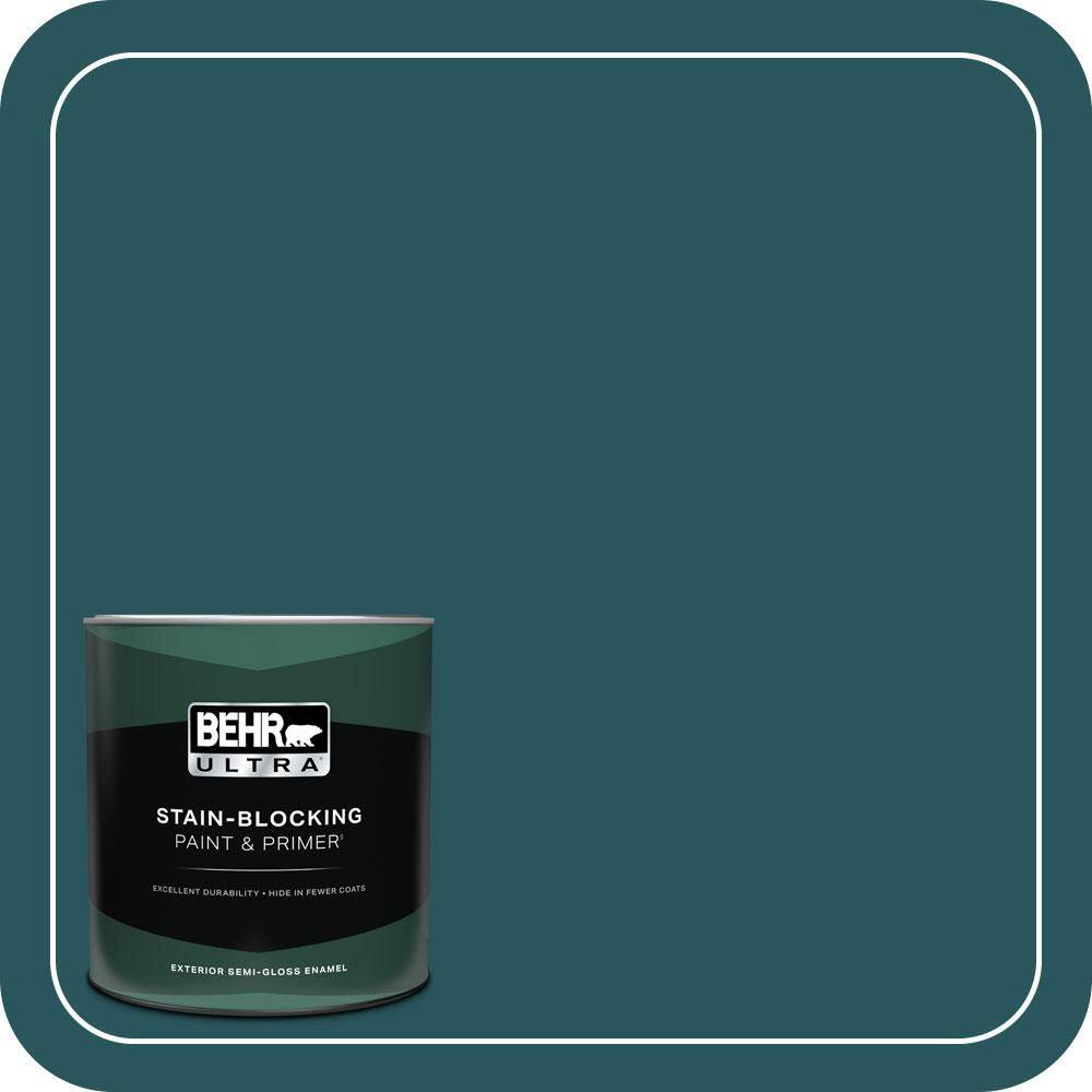 BEHR ULTRA 1 qt. #MQ6-01 Ocean Abyss Semi-Gloss Enamel Exterior Paint ...