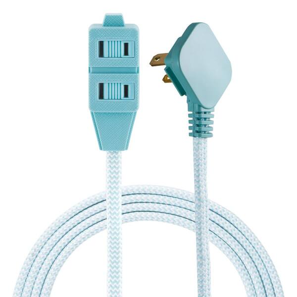 Cordinate 8 ft. 3 Polarized Outlet Basic Extension Cord, Mint/White ...