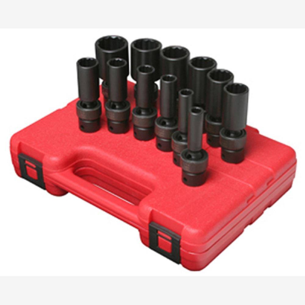 SUNEX TOOLS 3/8 in. Driver 12-Point Deep Socket Set SUN3677 - The Home ...