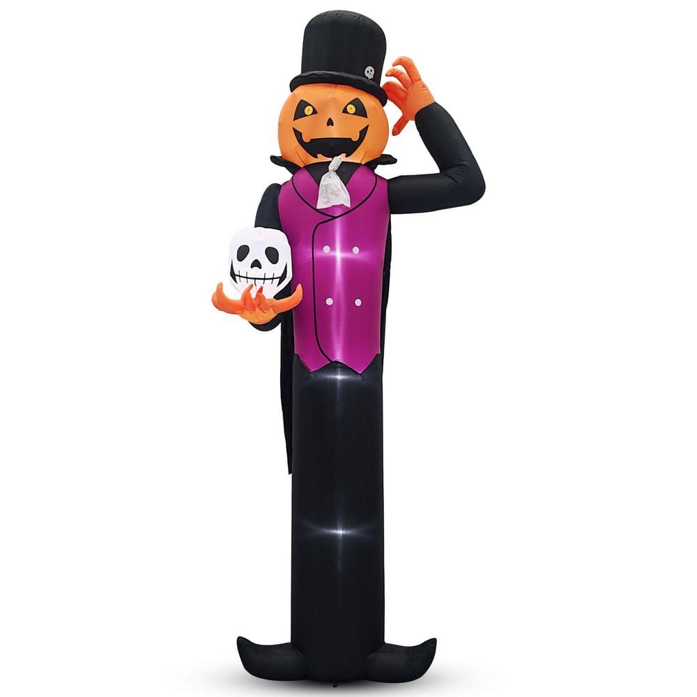 Karl home 12 ft. LED Pumpkin Man Holding Skull Halloween Inflatable ...