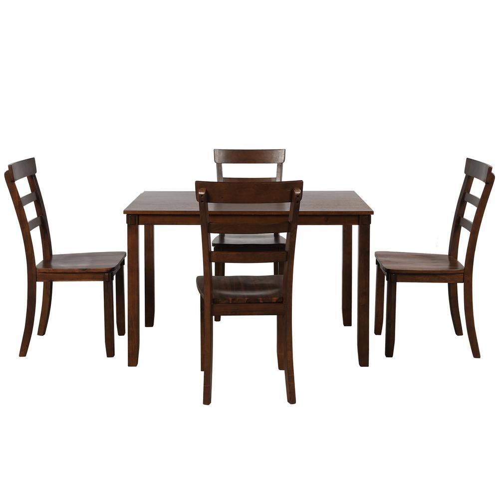 Utopia 4niture Dyan 5 Piece Rectangle Wood Top Dining Set in Brown ...