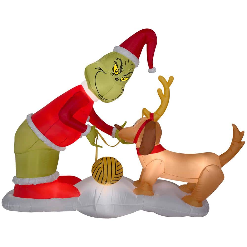 Gemmy Holiday 5.12 ft. H x 6.5 ft. W Inflatable Airblown Grinch and Max ...