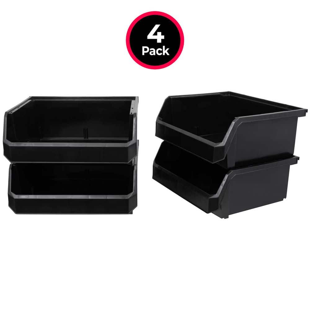 Akro-Mils Extra Large 14.75 L x 16.5 W x 7 H Black Plastic Stackable ...