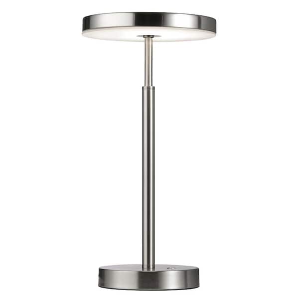 Dainolite Francine 15.75 in. Satin Nickel Integrated LED Bedside Table ...