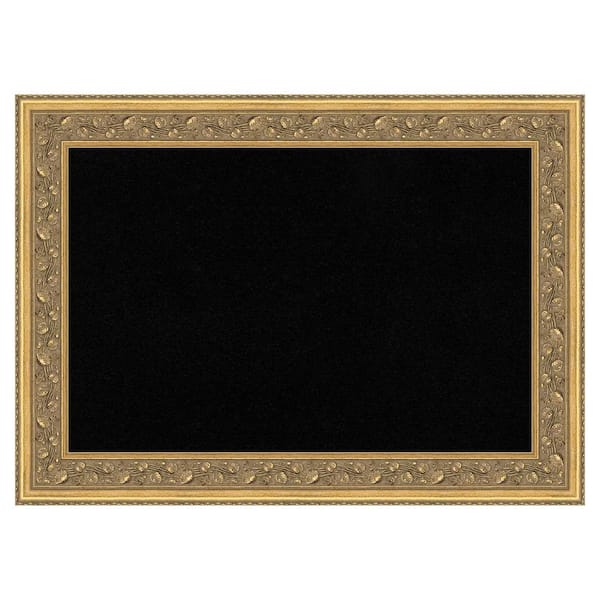 Amanti Art Carter Dark Gold 22 in. x 16 in. Wood Framed Black Cork Memo ...