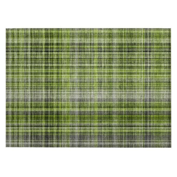 HomeRoots Green 2 ft. x 3 ft. Woven Plaid Rectangle Indoor/Outdoor Area ...