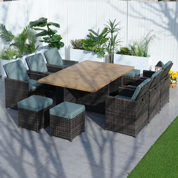 Rattan 11 piece rectangular cube set store