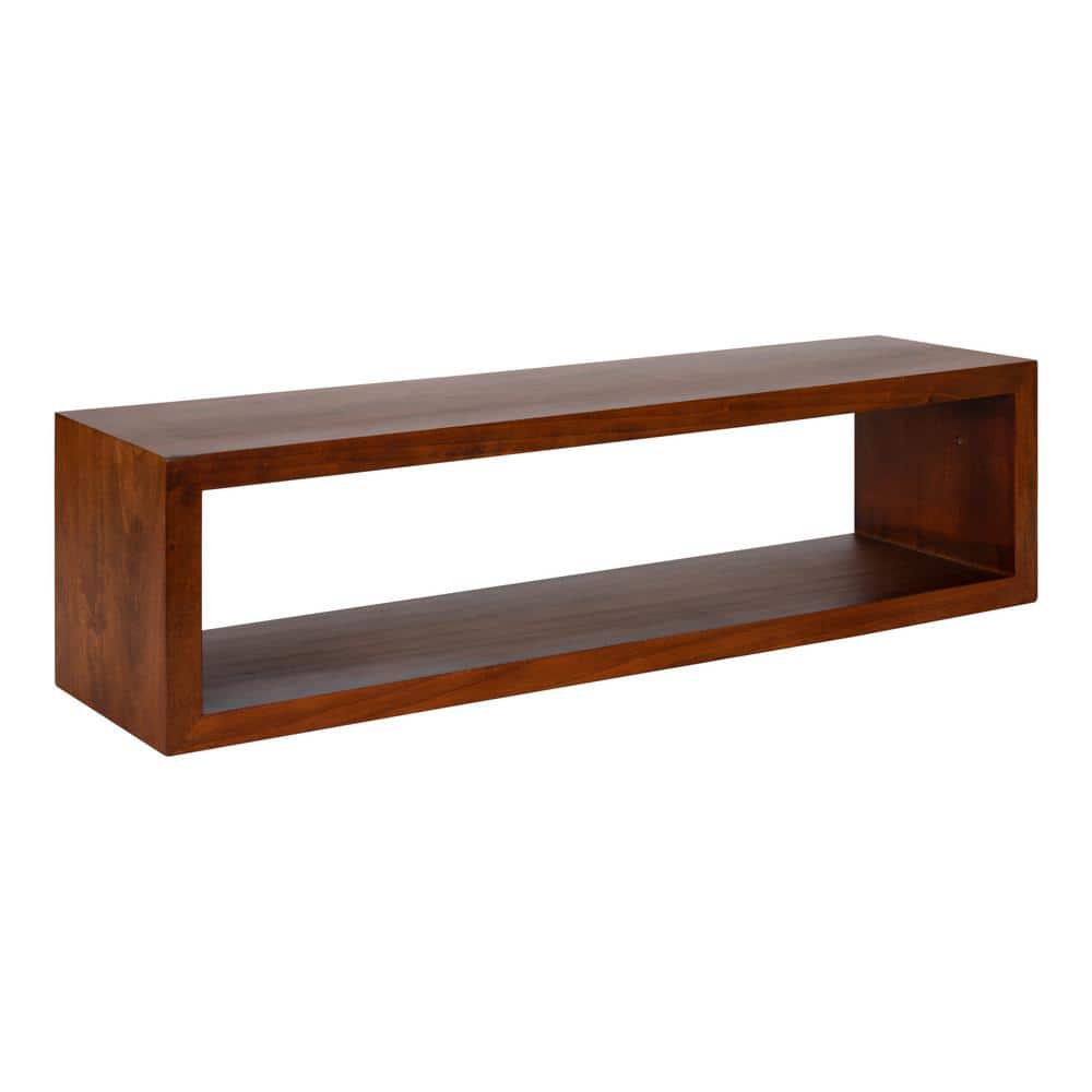 Kate and Laurel Holt 8 in. x 30 in. x 8 in. Walnut Brown Wood Floating ...