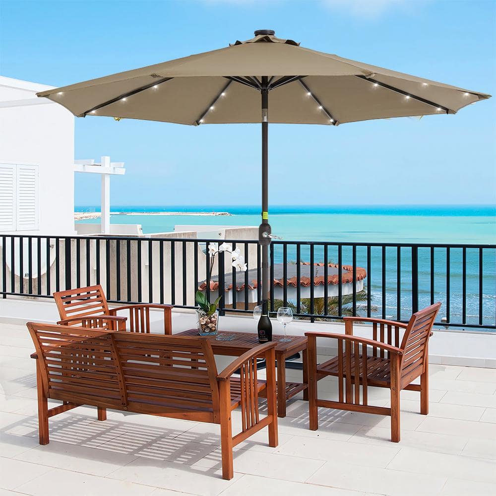 9 ft. Patio Umbrella Title Led Adjustable Large Beach Umbrella For ...