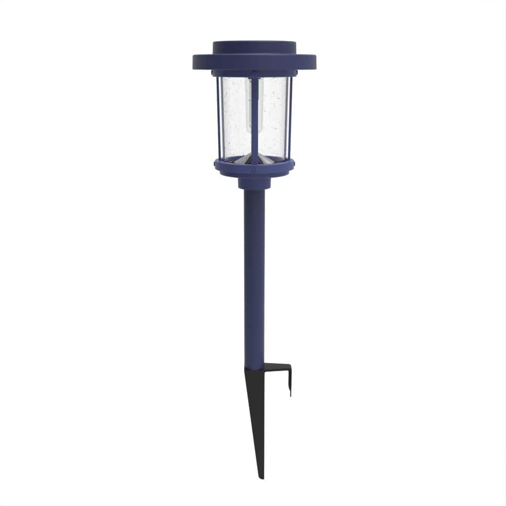 Hampton Bay Brookhaven 20-Lumens Navy Blue Solar LED Seedy Glass Lens ...