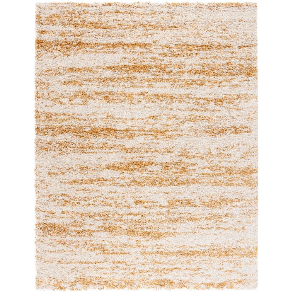 SAFAVIEH Hudson Shag Ivory/Gold 9 ft. x 12 ft. Marble Area Rug SGH206D ...