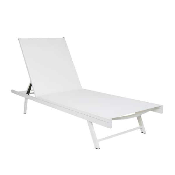 Misopily White 1-Piece Metal Aluminum Mesh Outdoor Chaise Lounge, For ...