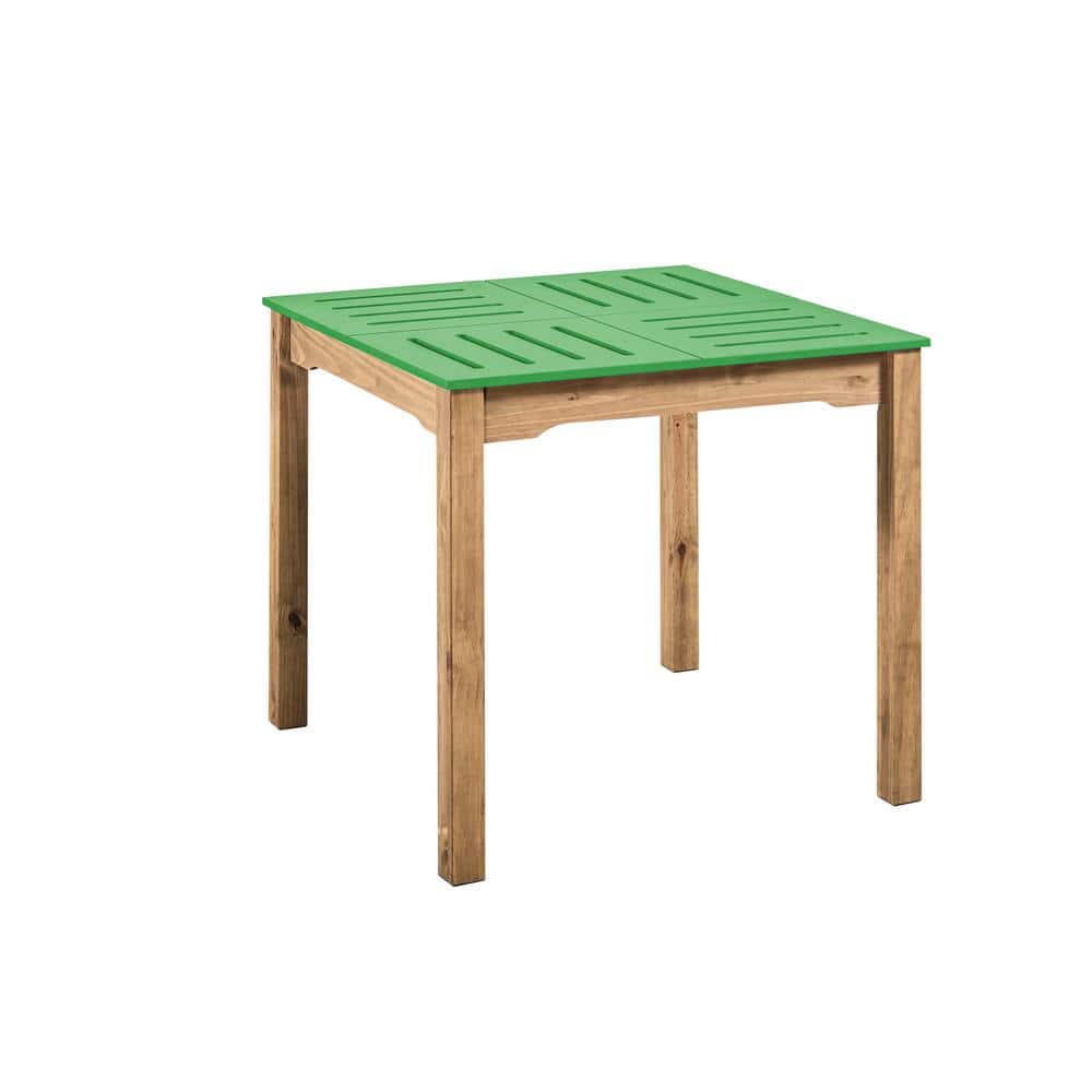 Manhattan Comfort Stillwell 31.5 in. Green and Natural Wood Square ...
