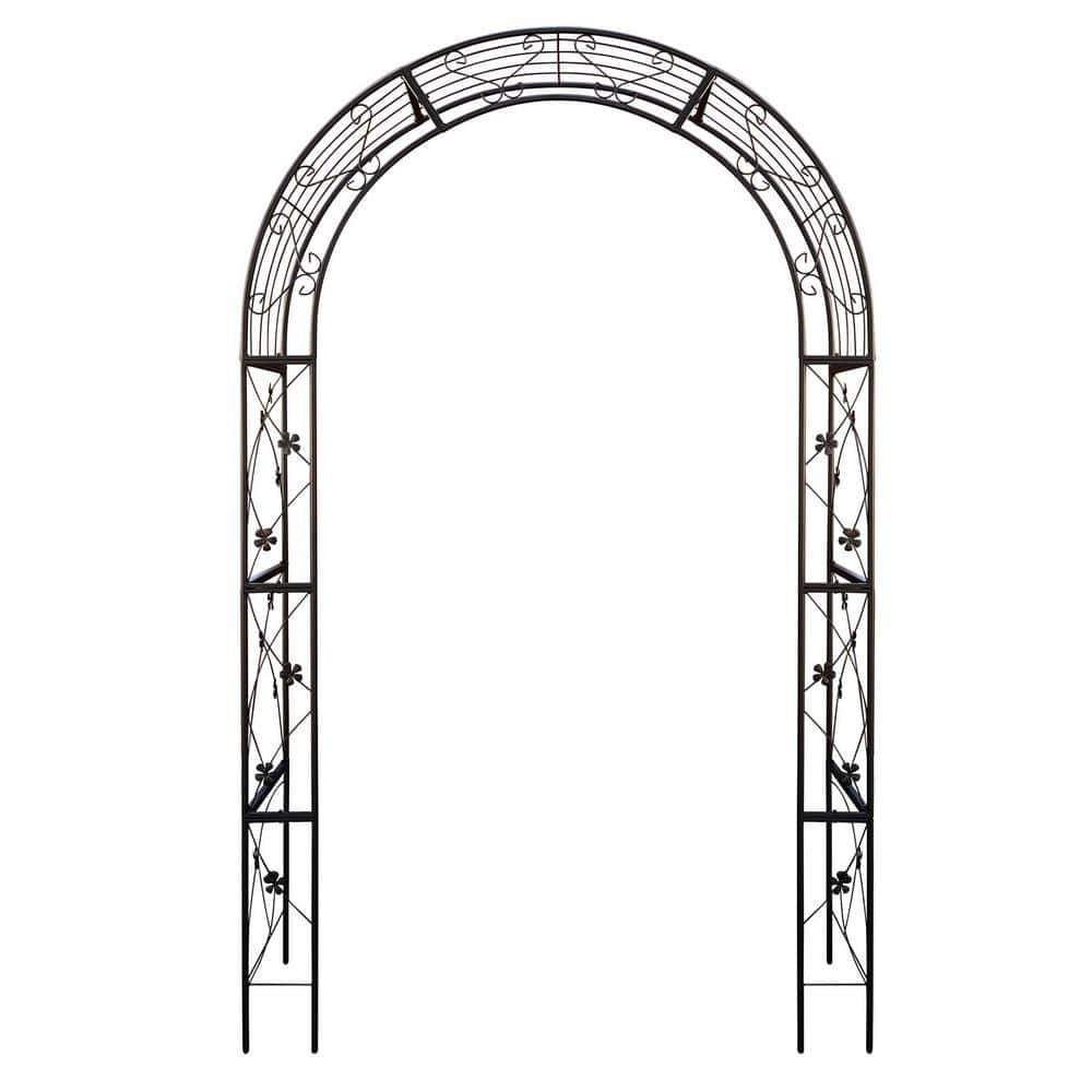 Zeus & Ruta 98.4 in. Metal Garden Arch Garden Arbor Trellis Climbing Plants Support Arch Outdoor ...