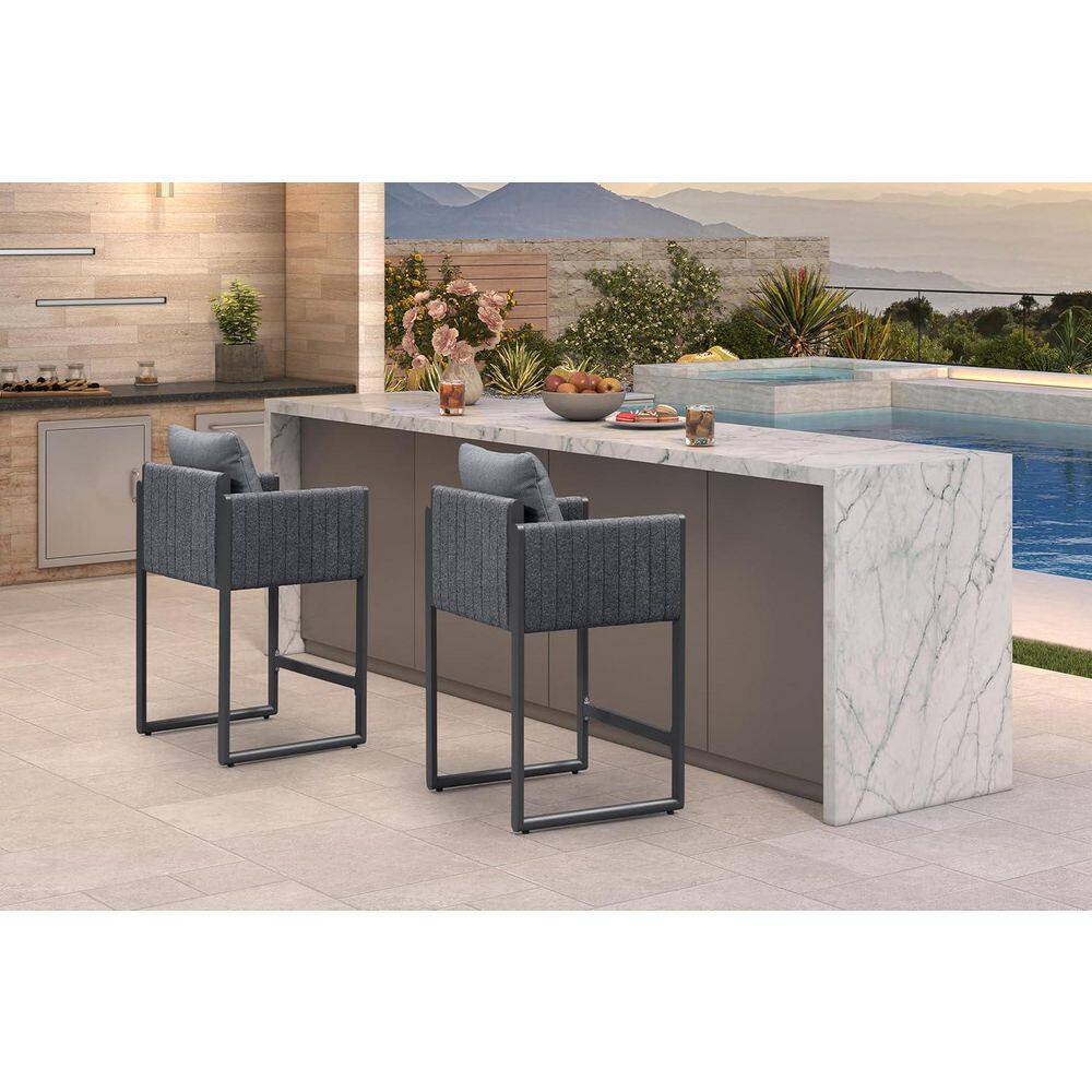 PURPLE LEAF Aluminum Counter Height Outdoor Bar Stool Olefin Weaving ...