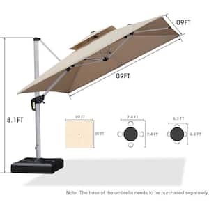 PURPLE LEAF 9 ft. Beige Aluminum Double-Top Cantilever Patio Umbrella ...