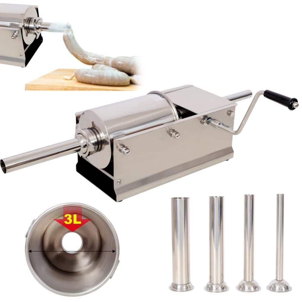3L/7 lbs. Horizontal Sausage Stuffer, Stainless Steel, Manual Sausage ...