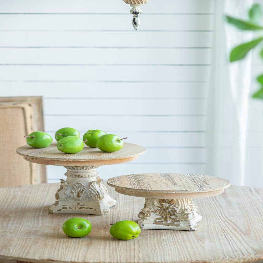 Rustic Elegance 10.5 in. Natural Round Wooden Tabletop Plate Stand with ...