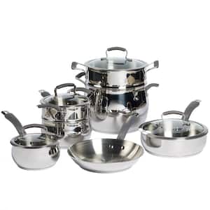 Cook N Home 12-Piece Silver Cookware Set in Stainless Steel NC-00250 ...