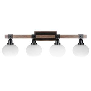 Richmond 36 in. 4-Light Vanity Light Matte Black and Painted Wood-look ...