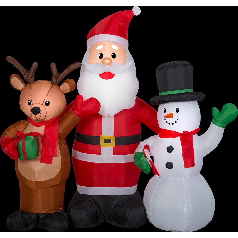 Gemmy 4 ft. Tall Airblown Inflatable Santa and Friends Trio 117086X ...