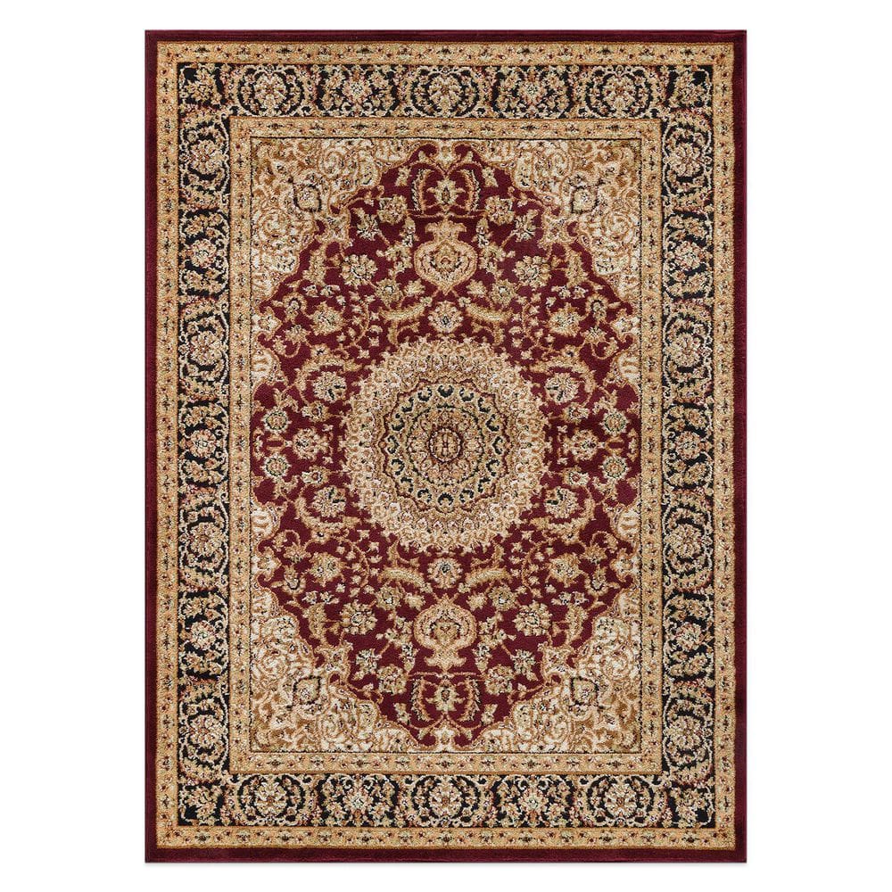 WRG Traditional Medallion Burgundy 12 ft. x 15 ft. Indoor Area Rug ...