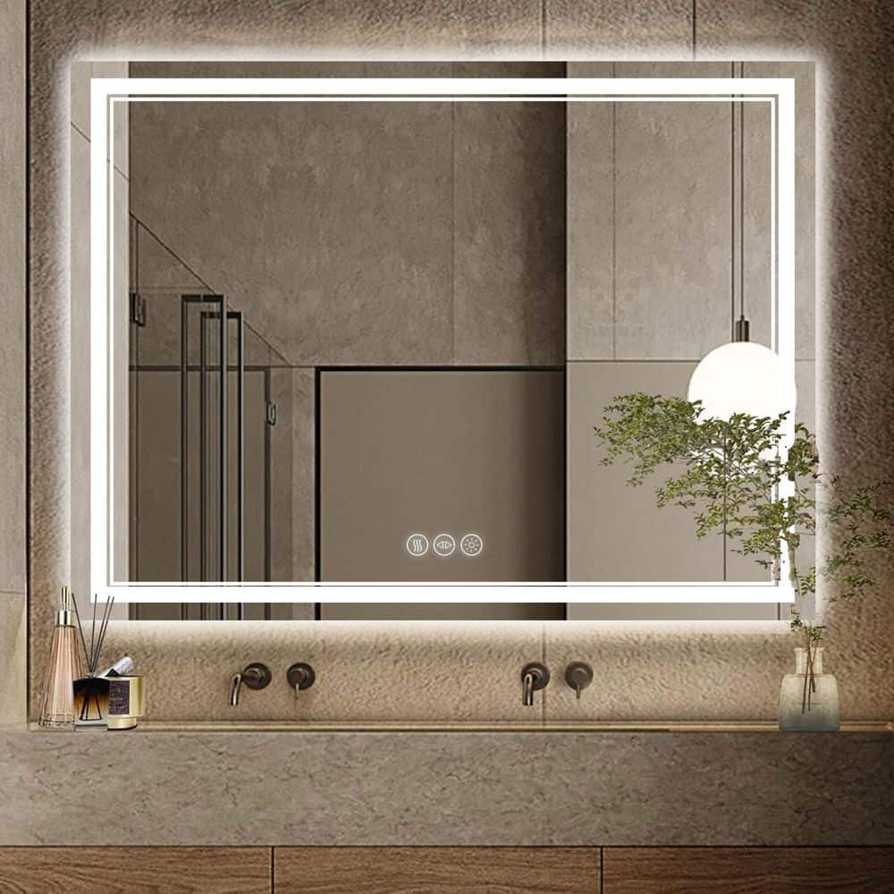 Sxiawe 30 in. W x 40 in. H Rectangular Frameless LED Front Light and ...