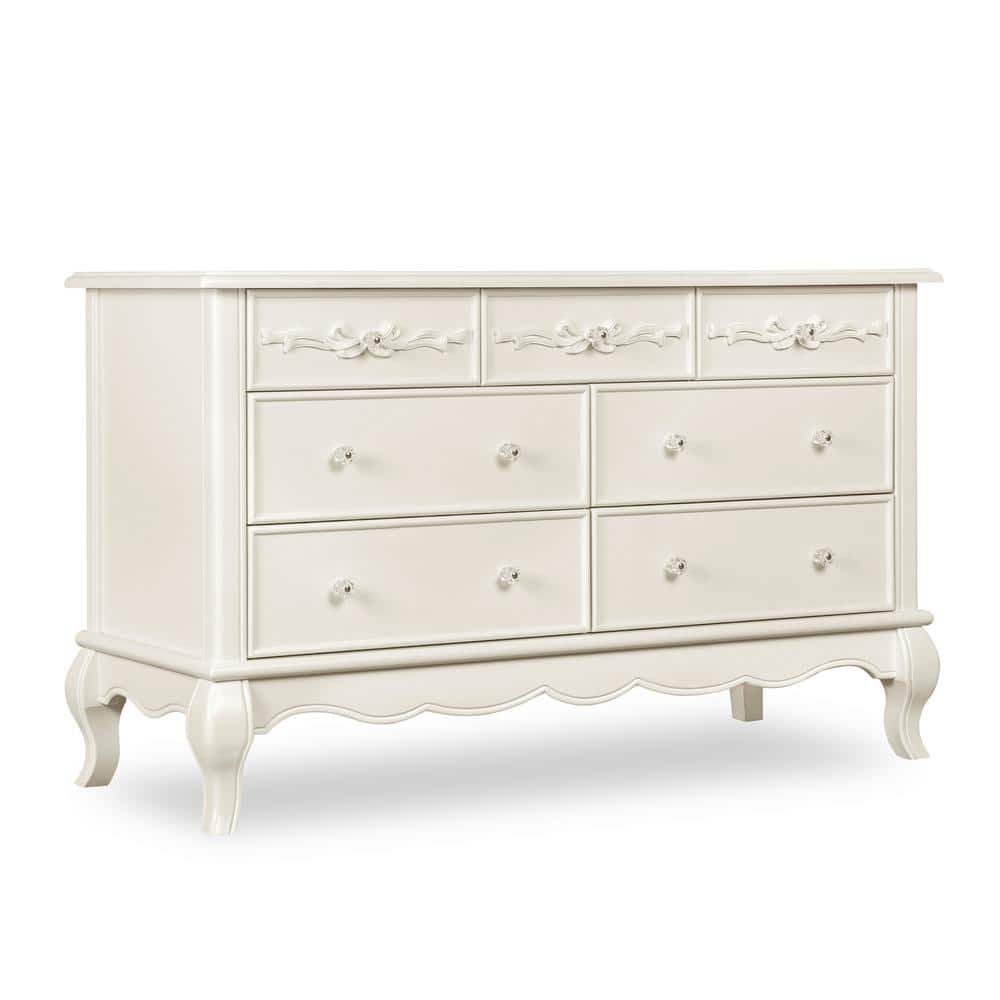 Evolur Aurora Ivory Lace Double Dresser (7-Drawer) - Texas Outlet